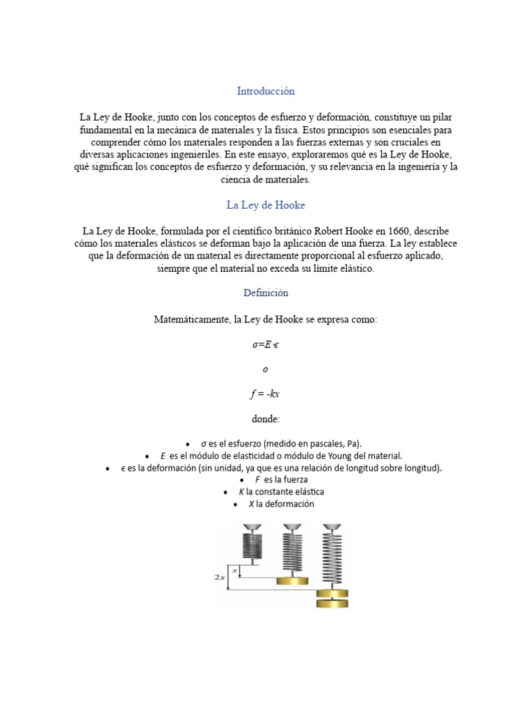 Ley de Hokee, Esfuerzo, Deformacion | PDF | Deformación (ingeniería ...