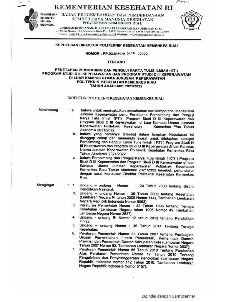 SK Pembimbing Dan Penguji KTI 2022 | PDF