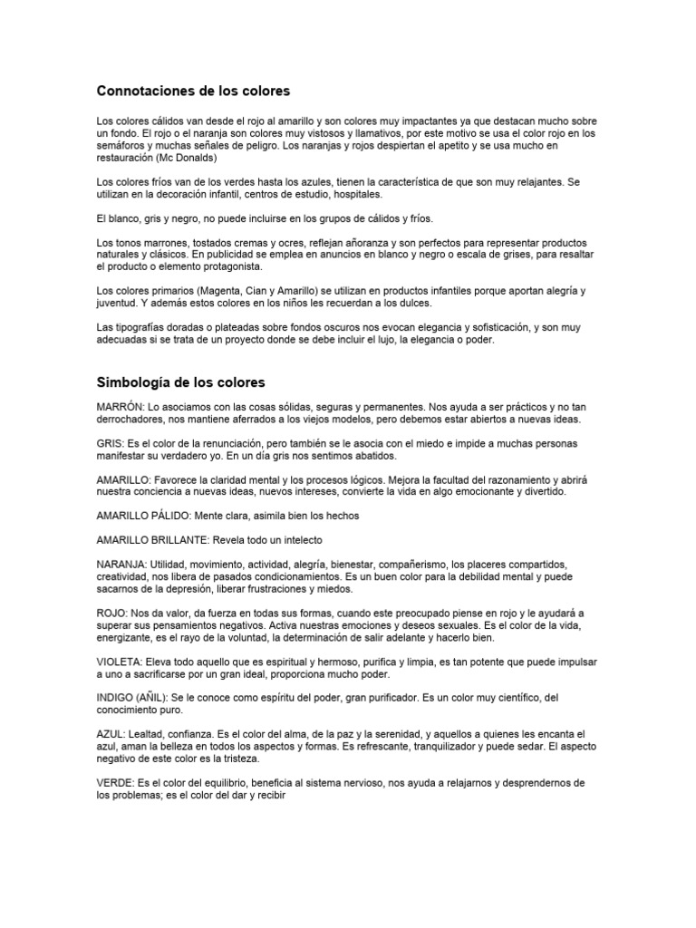 Simbología Colores | PDF | Color | Amarillo