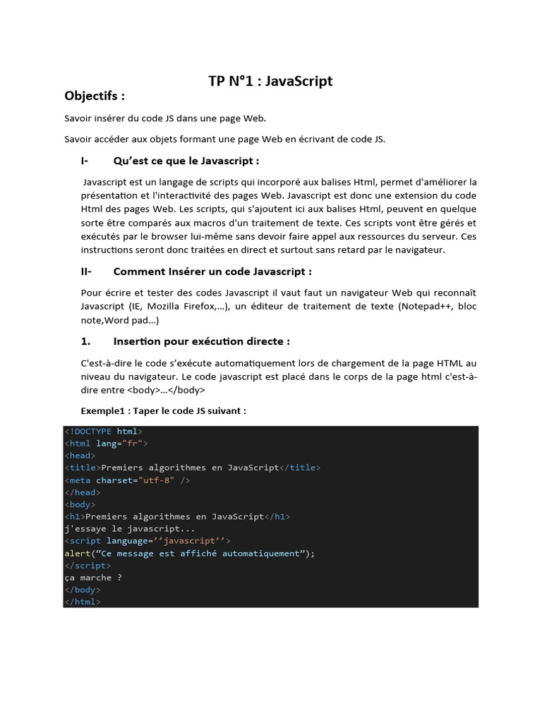 Algorithmes de base en JavaScript | PDF | JavaScript | Internet