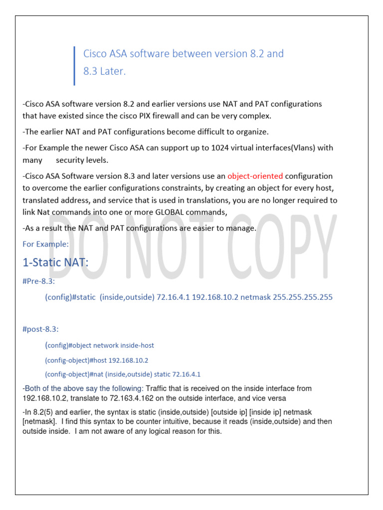 Cisco ASA Software Between Version 8.2 and 8.3 Later | PDF | Ip Address ...