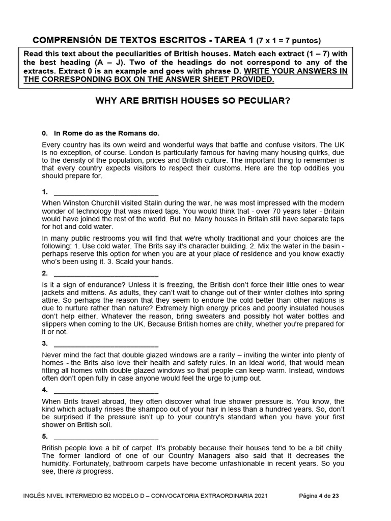 Prueba B2 EOI | PDF | Cider | Meal