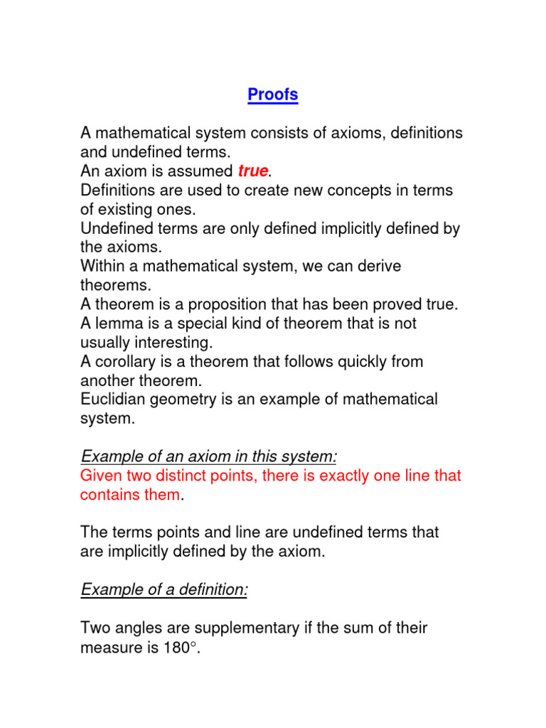 Proofs | PDF | Theorem | Mathematical Proof