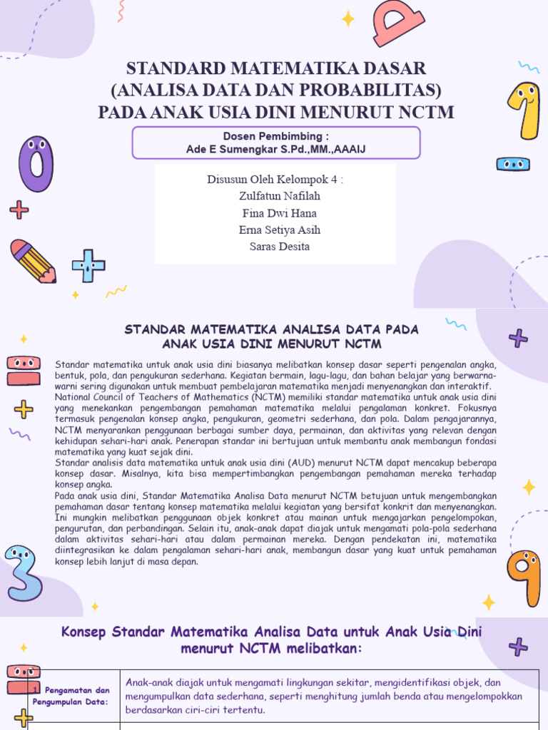 Standard Matematika Dasar Analisa Data Dan Probabilitas Pada Anak Usia Dini Menurut NCTM | PDF ...