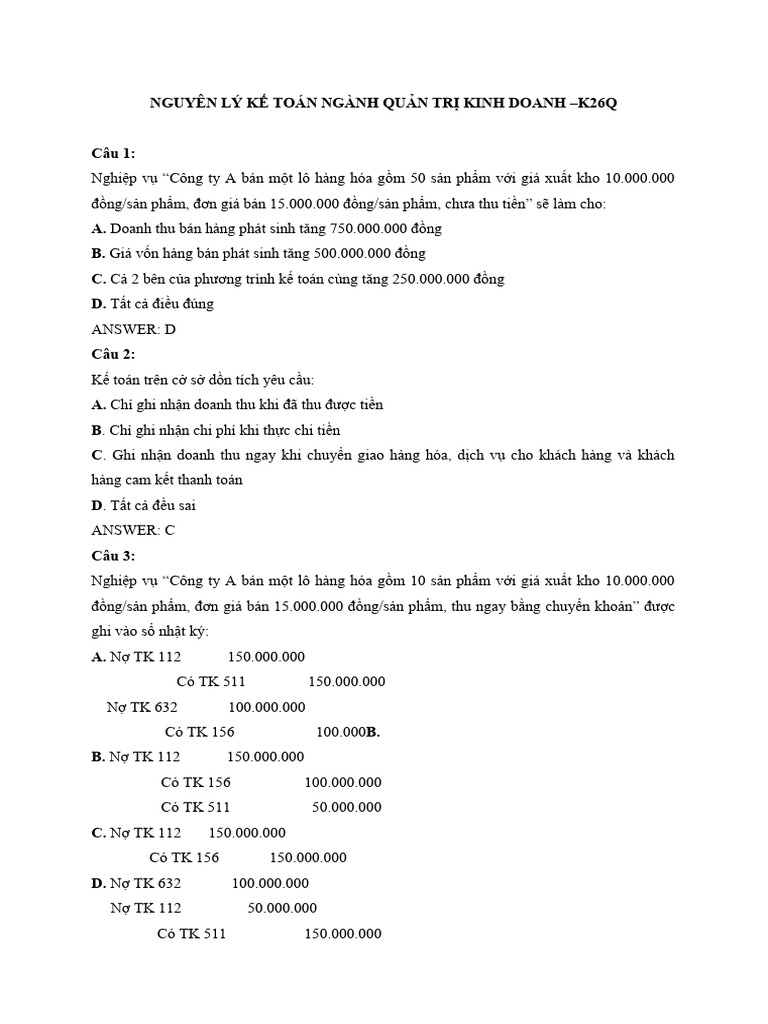 Ôn Tập Trắc Nghiệm Cuối Kỳ NLKT | PDF