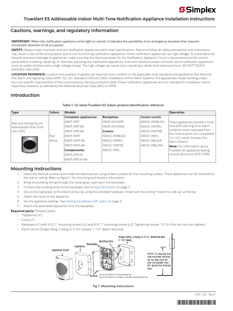 49MT-WRF Indoor Multi-Tone Horn | PDF | Electrical Wiring | Manufactured Goods