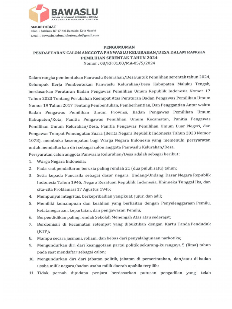 Pengumuman Pendaftaran PKD | PDF