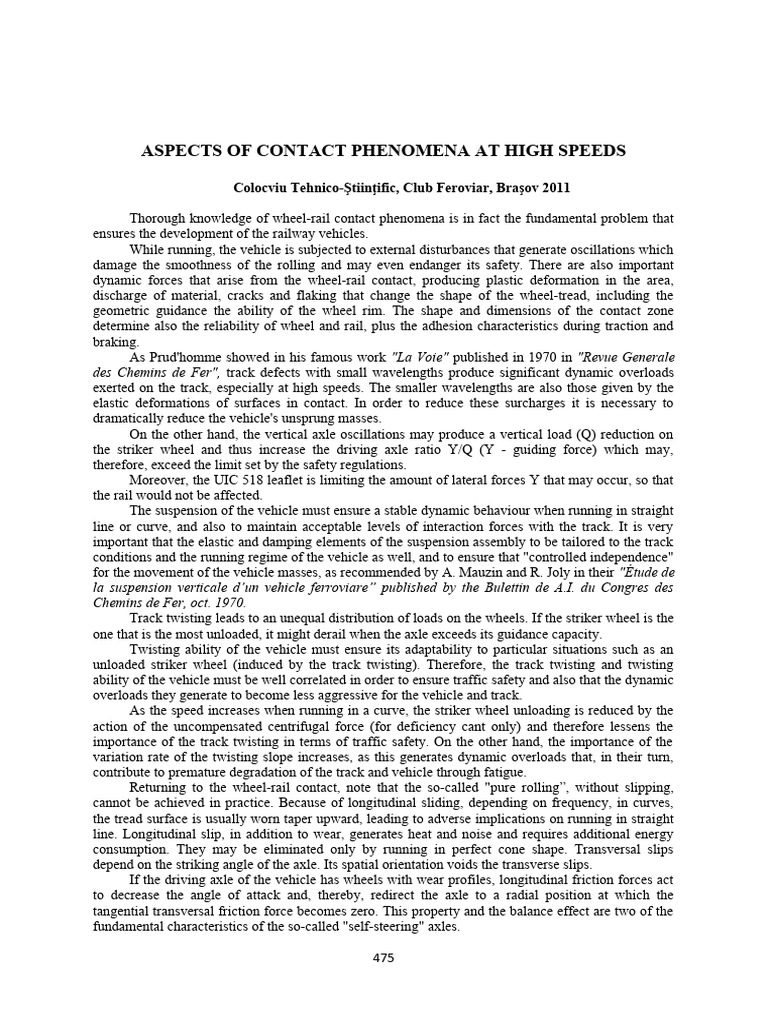A4. Aspects of Contact Phenomena at High Speeds | PDF | Force | Friction