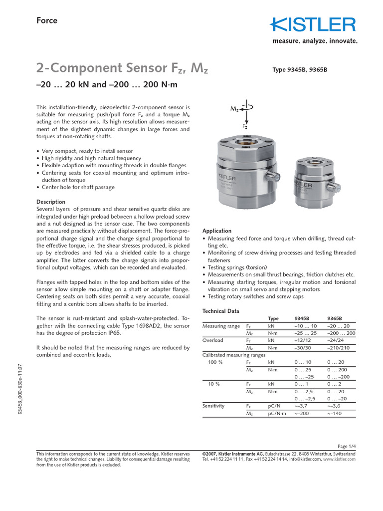 Kistler | Download Free PDF | Screw | Coaxial Cable