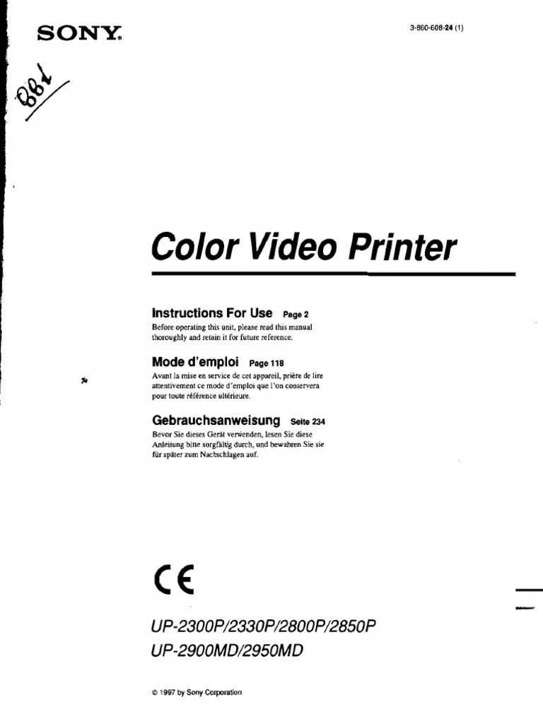 001 - Video Printer - Sony - UP_2300_23302800_2850_2900_2950 | PDF