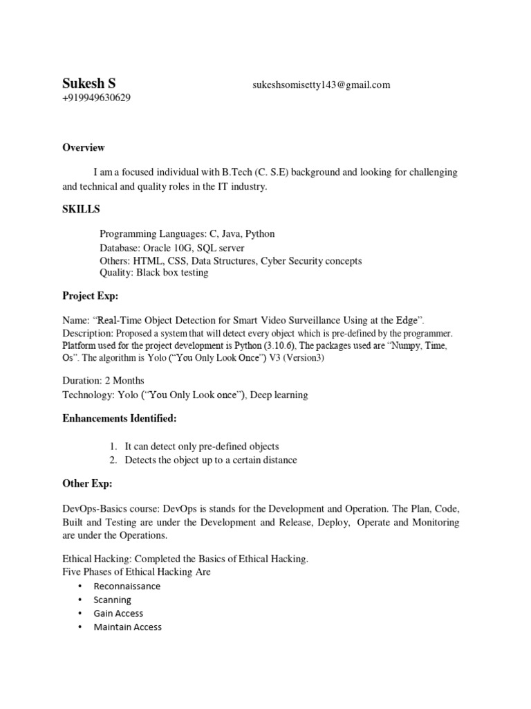 resume of sukesh | PDF | Sql | Python (Programming Language)