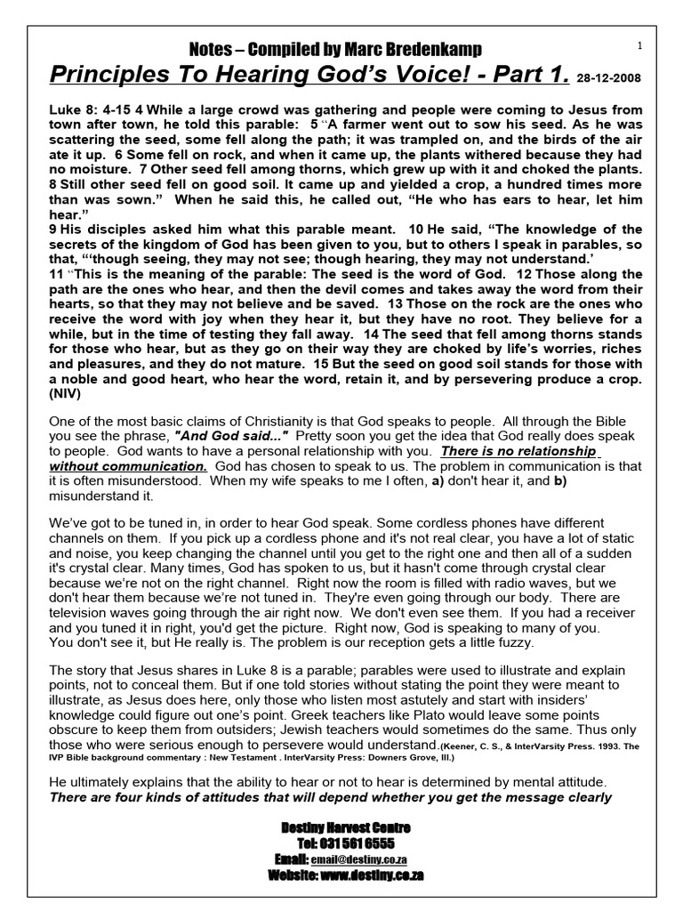 Principles To Hearing Gods Voice | PDF | Jesus | God