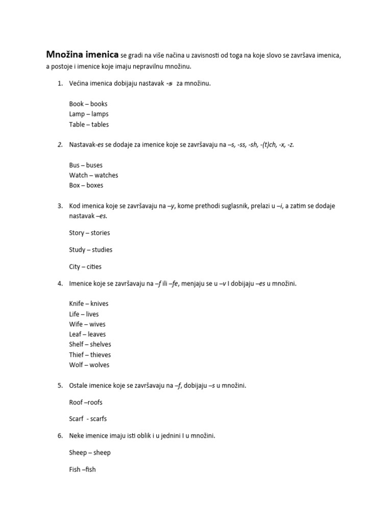 Mnozina Imenica | PDF