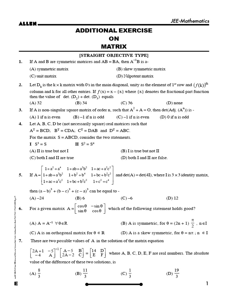 (@bohring - Bot) Additional Exercise (Matrix) - Student | PDF | Matrix ...