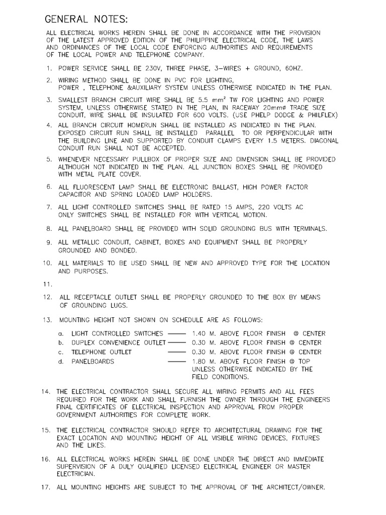 General Notes Electrical 1 | PDF
