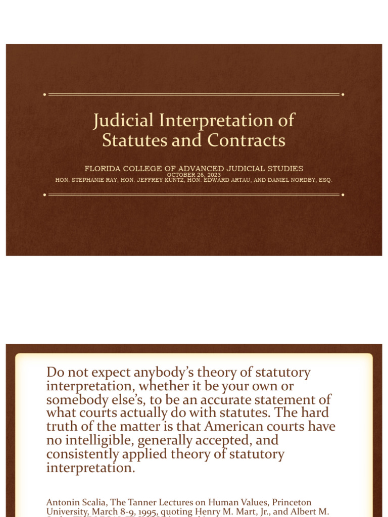 Judicial Interpretation of Statutes and Contracts | PDF | Statutory ...