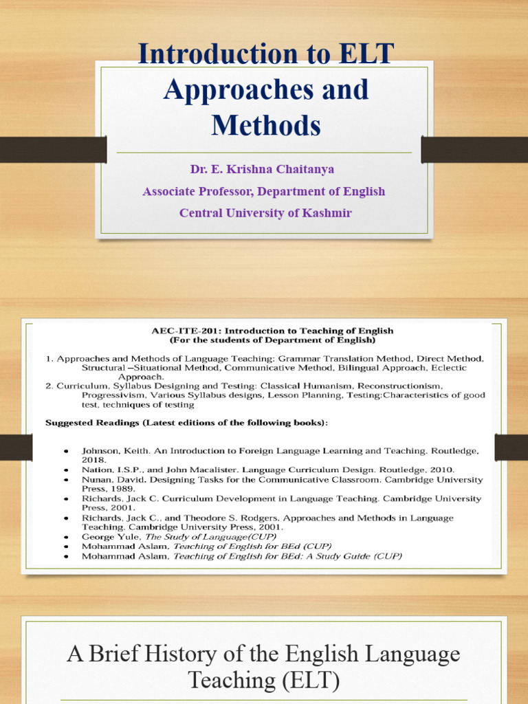 ELT Approaches Methods Introduction | Download Free PDF | Language Education | Learning