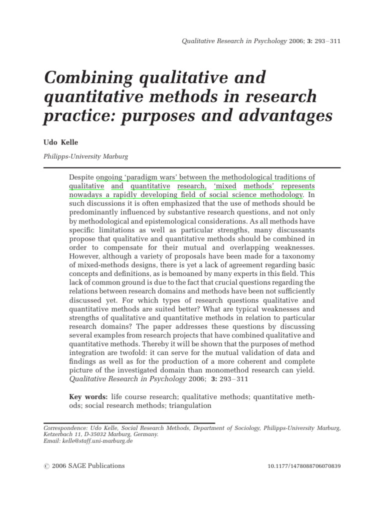 Combining Qualitative and Quantitative Methods in Research Practice-Purposes and Advantages ...
