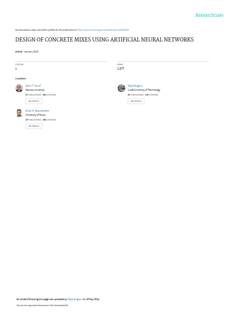Concrete Mix Design with Neural Networks | PDF | Artificial Neural Network | Concrete