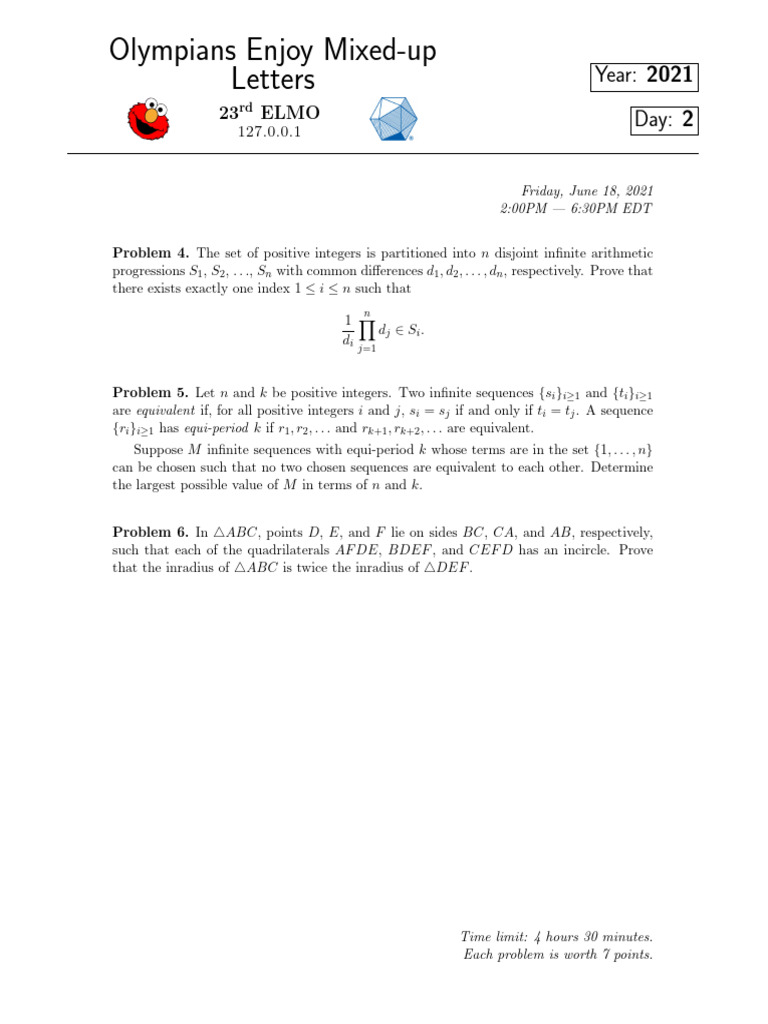 Math Olympiad Problems 2021 | PDF