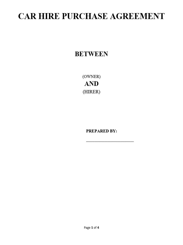 Car Hire Purchase Agreement Template | PDF | Transport | Vehicles