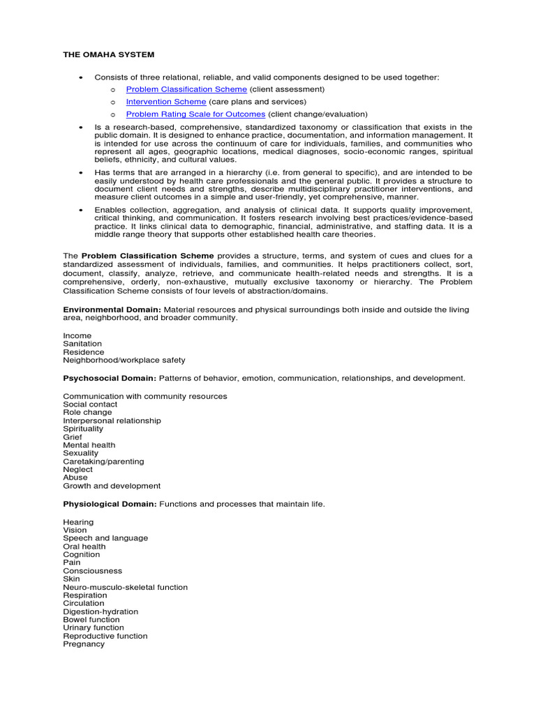 THE-OMAHA-SYSTEM | PDF | Psychology | Health Care