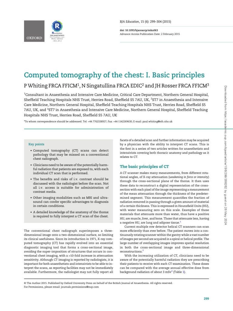 Reading Chest CT Scans | Download Free PDF | Ct Scan | Medical Imaging