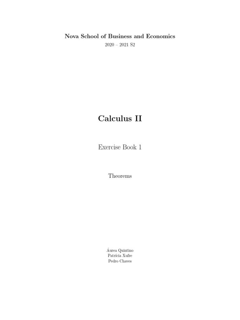 Calculus II Exercise Book: Theorems | PDF | Function (Mathematics) | Tangent
