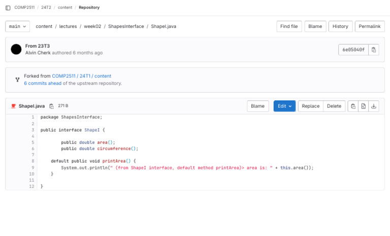 Lecturesweek02ShapesInterface Main COMP2511 24T2 Content GitLab | PDF