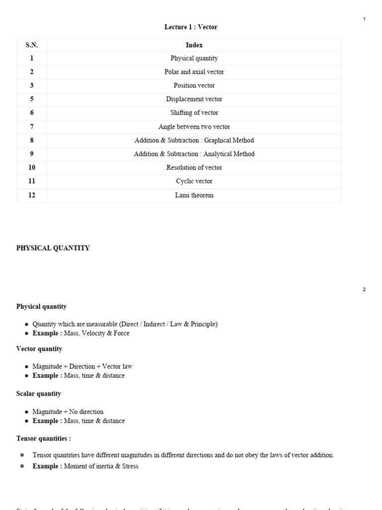 Lecture 1 Vector Download Free Pdf Euclidean Vector Velocity