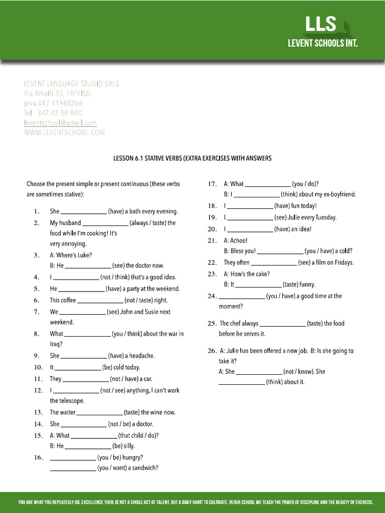1 - Stative Verbs | PDF