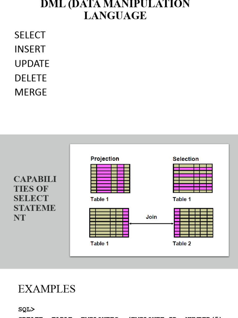 SQL Data Manipulation Language Guide | PDF | Data | Sql