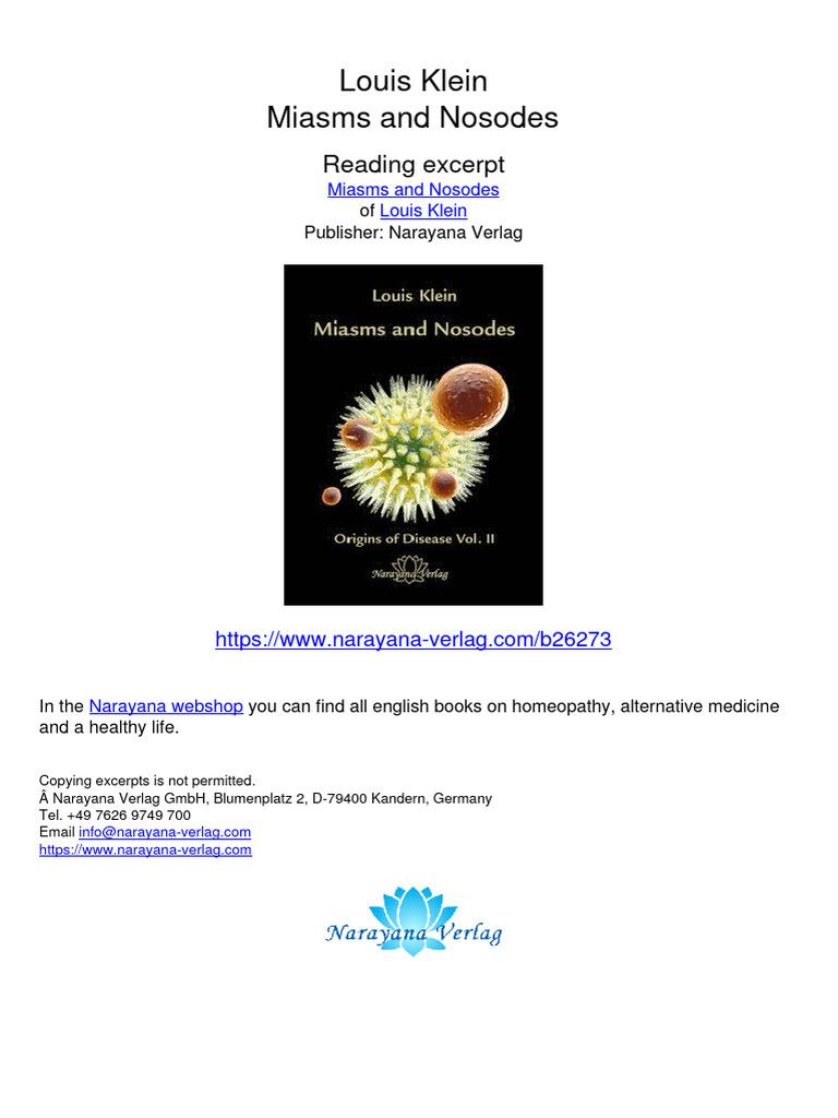 Miasms and Nosodes Volume 2 Louis Klein.26273 | PDF | Homeopathy ...