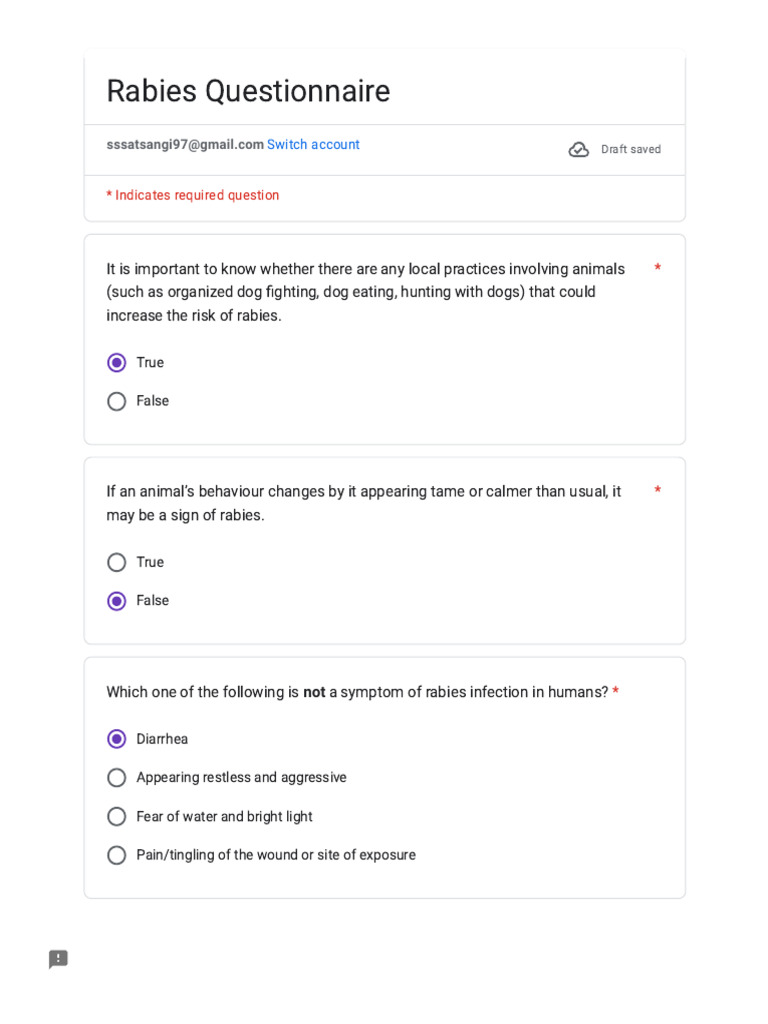 Rabies Questionnaire | Download Free PDF | Rabies | Dogs