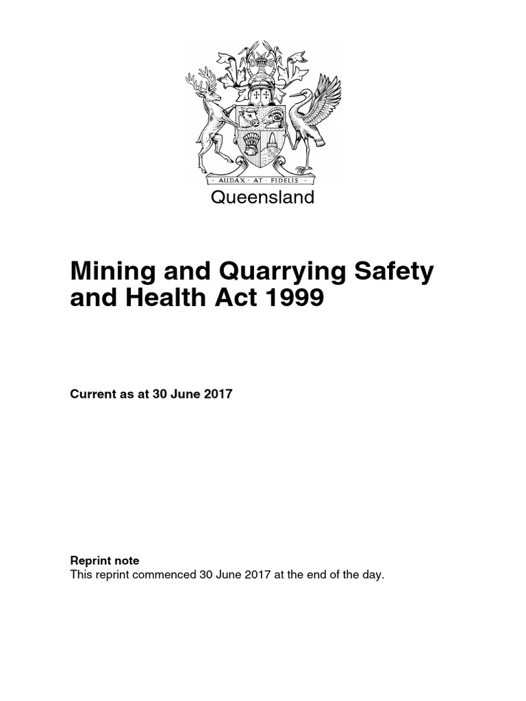 Mining & Quarrying Safety & Health Act 1999 | Download Free PDF ...