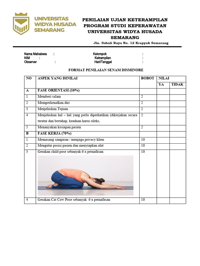 FORMAT PENILAIAN senam disminor fix | PDF