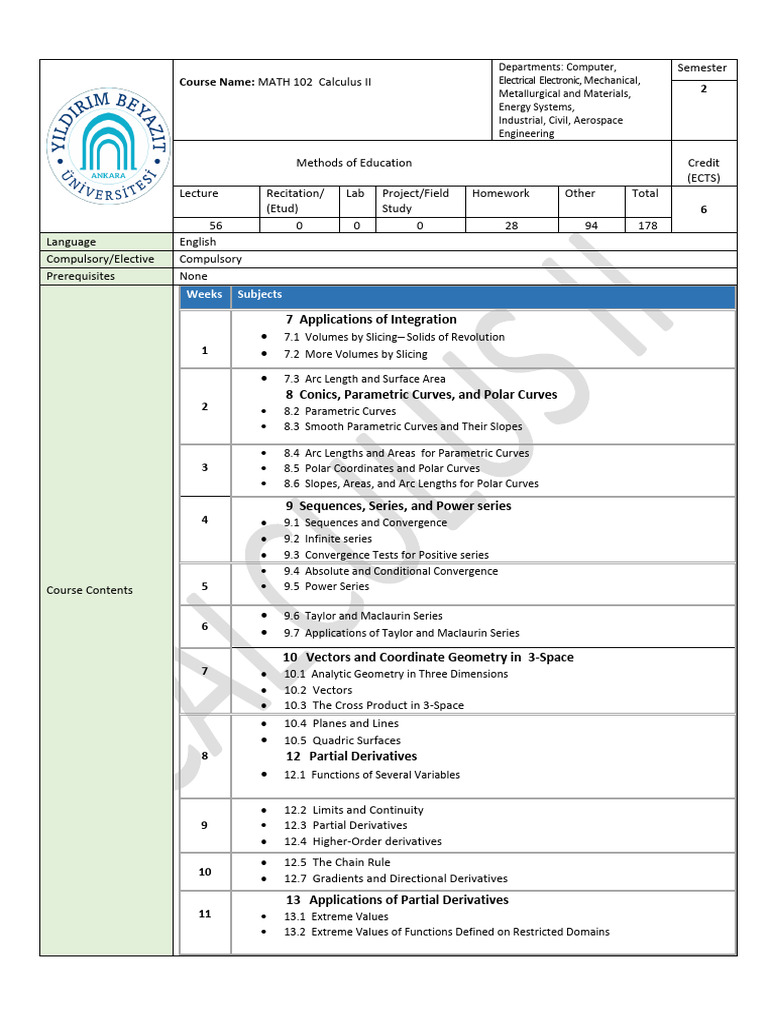Calculus 2 Pdf Integral Curve