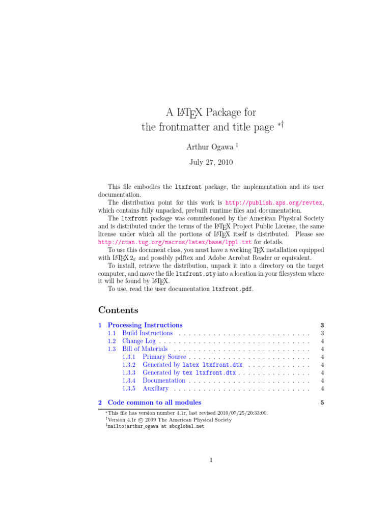 ltxfront | PDF | Te X | Computing