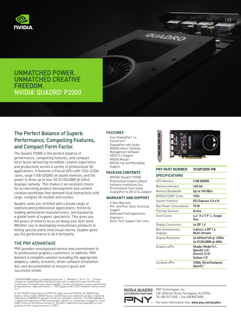 Pny Nvidia Quadro p2000 | PDF | Graphics Processing Unit | Computer Science