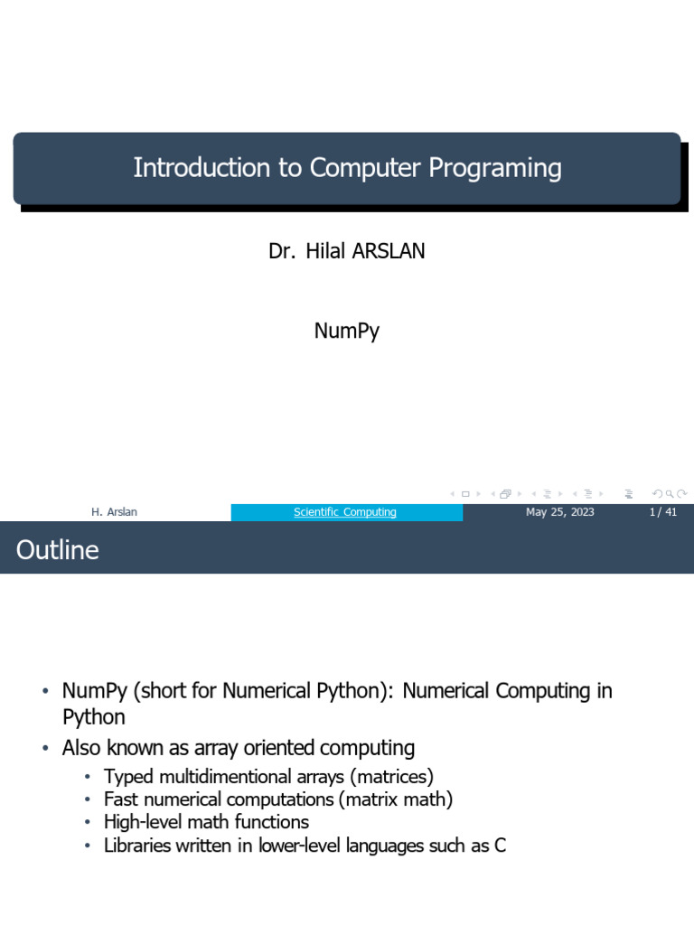Week 13 Numpy | PDF | Computer Programming | Computing Week 13 Numpy | PDF | Computer Programming | Computing