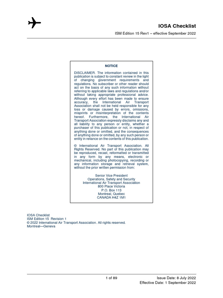 IOSA Ground Handling Operations Checklist | PDF | Dangerous Goods | Audit