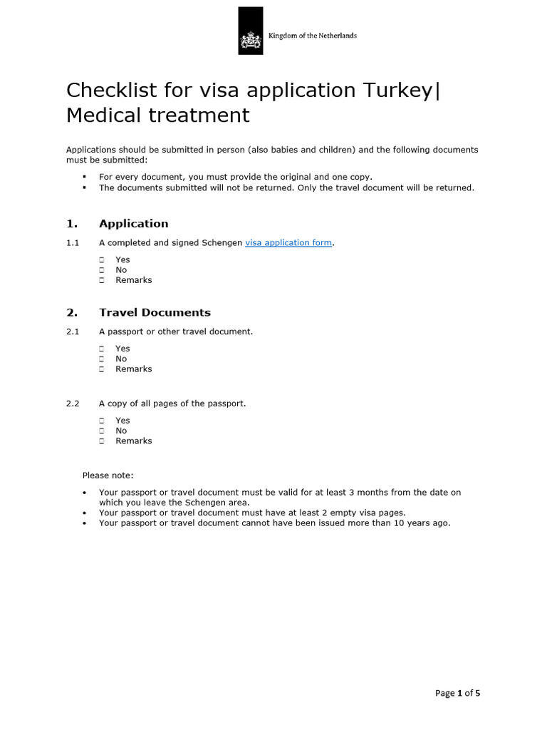 Checklist For Medical Treatment | PDF | Travel Visa | Passport