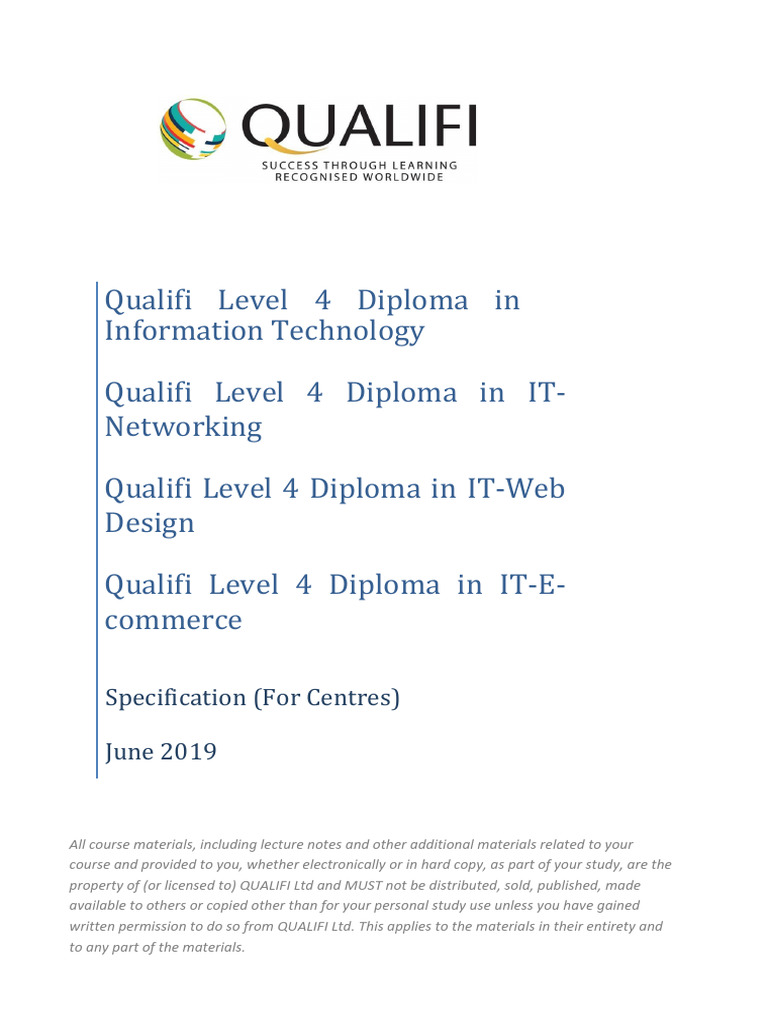 Qualifi Level 4 Diplomas in Information Technology Specification June ...