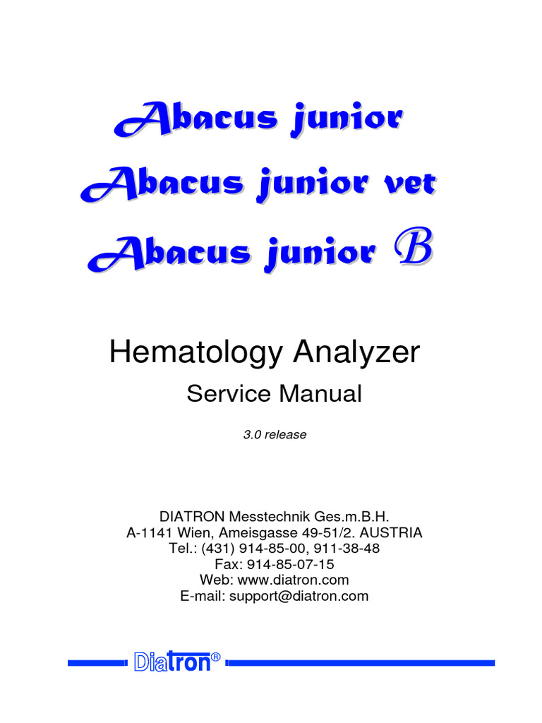 Diatron Abacus Junior Hematology Analyzer - Service Manual | PDF ...