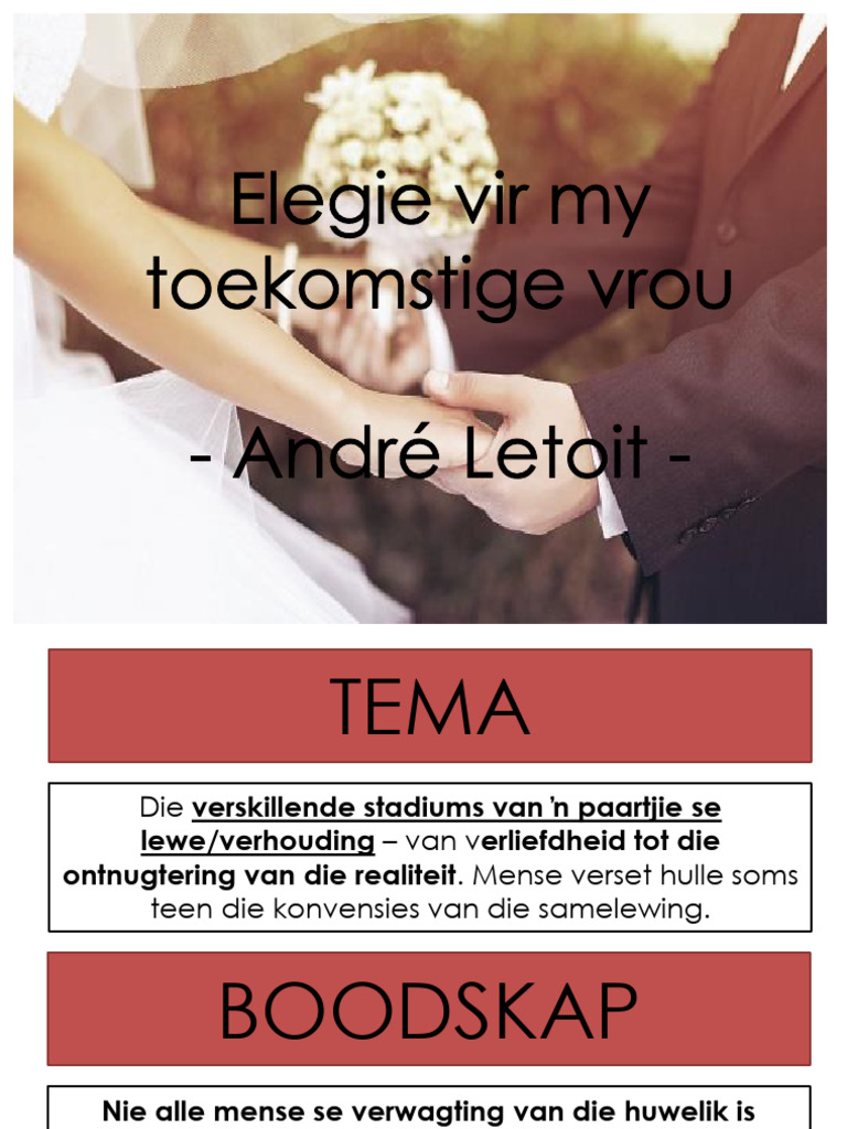 Elegie Vir My Toekomstige Vrou | PDF