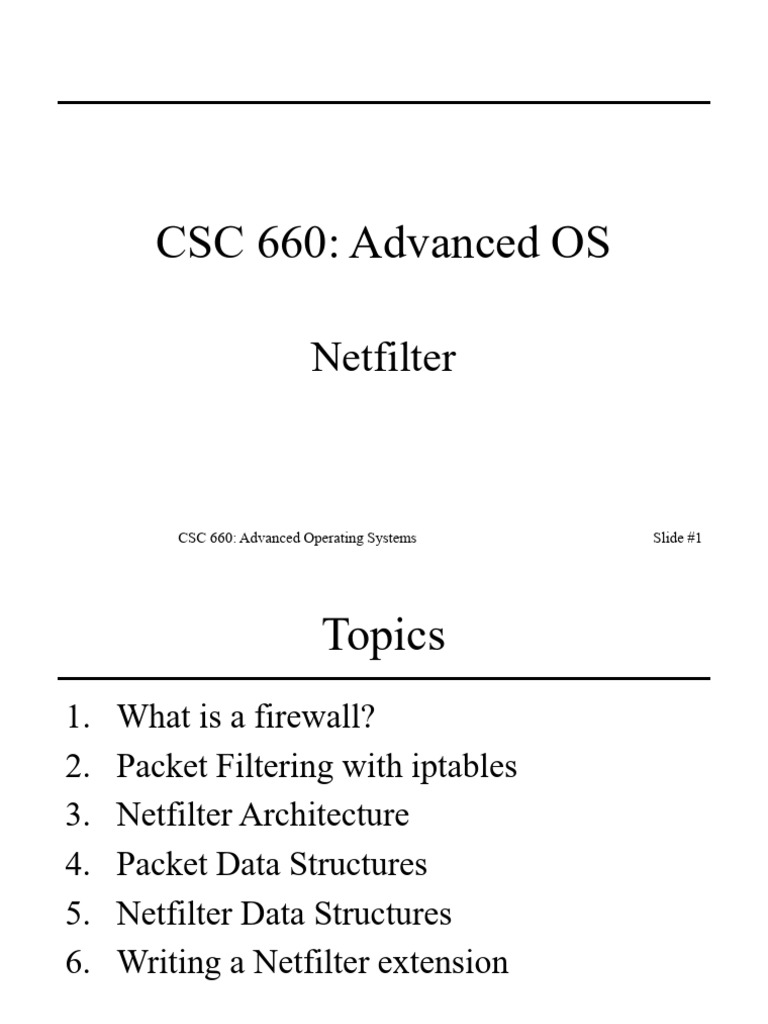 Lecture 09 Netfilter | PDF | Transmission Control Protocol | Firewall (Computing)