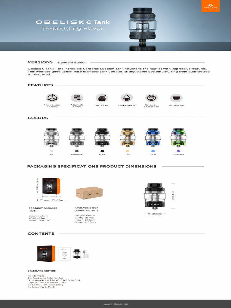 Obelisk C Tank TechSpec | PDF