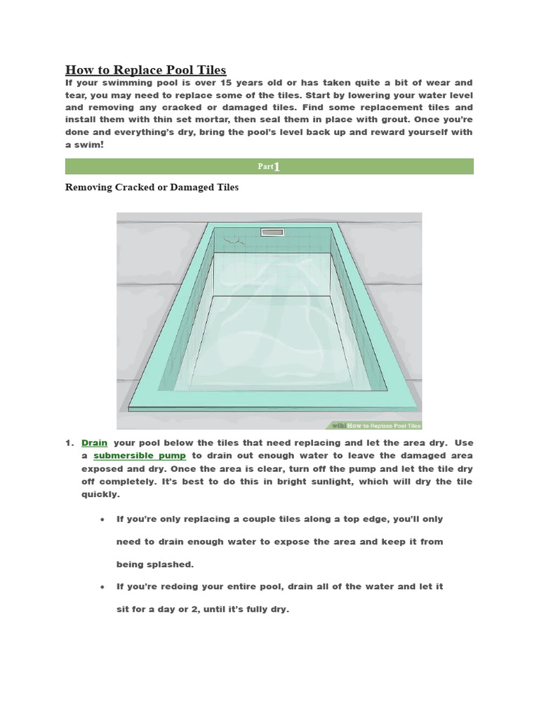 How To Replace Pool Tiles | PDF | Tile | Mortar (Masonry)