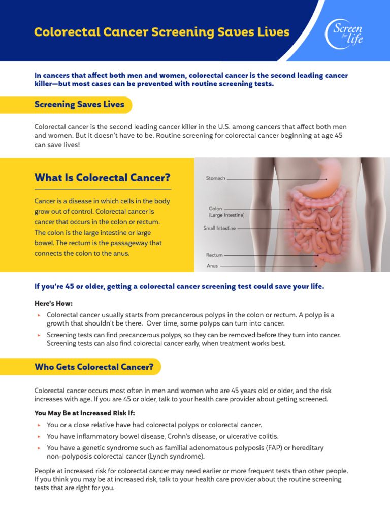 Colorectal Cancer Screening Saves Lives 508 | PDF | Colorectal Cancer ...
