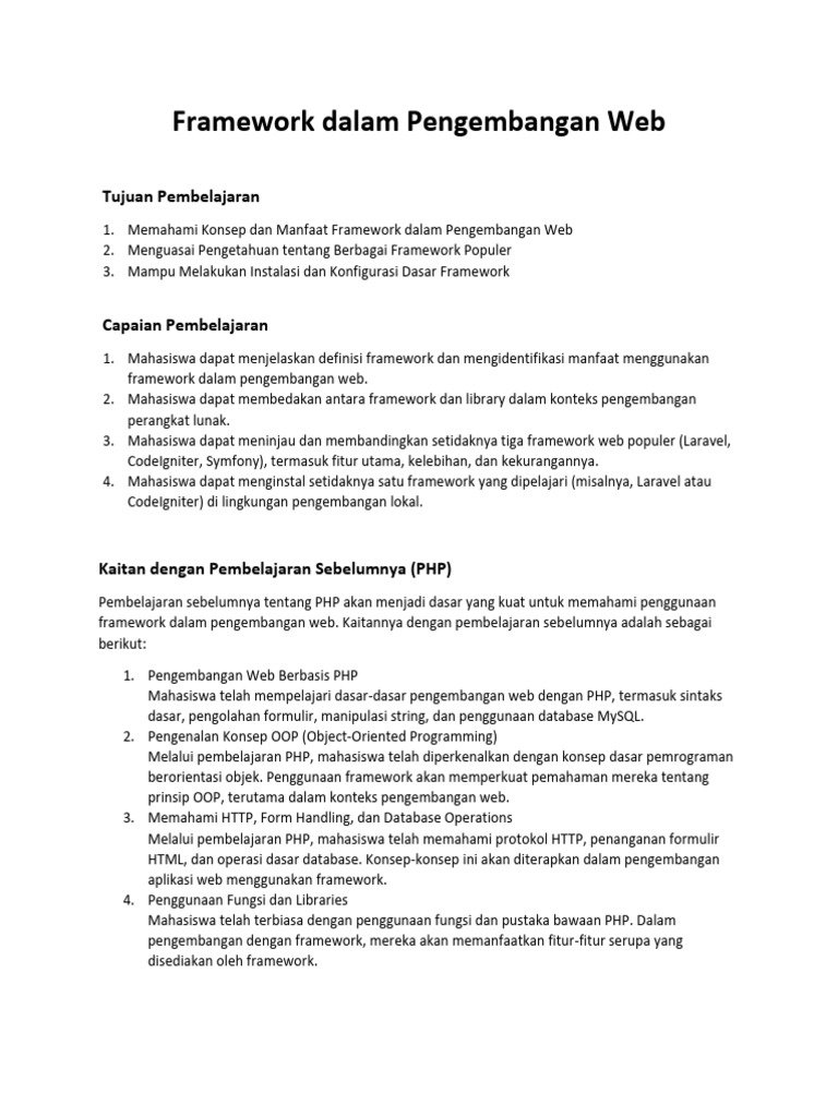 Framework Dalam Pengembangan Web | PDF